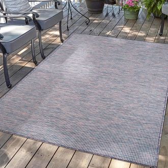 Carpet City Outdoor Teppich Terrasse Wetterfest - 140x200 cm - Balkonteppich Blau-Pink Meliert - In-& Outdoor Teppiche für Veranda, Garten, Küche, Bad oder Wohnzi