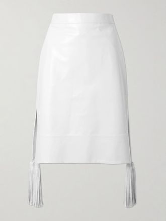 Bottega Veneta Midirock Aus Glanzleder Mit Troddeln - Weiß