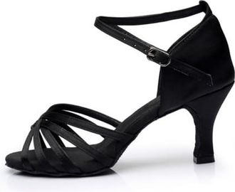 Milisten Sandales à Talons Hauts Satin Femme Soft-Soled Confortables pour Danse Latine Été Élégantes Noir