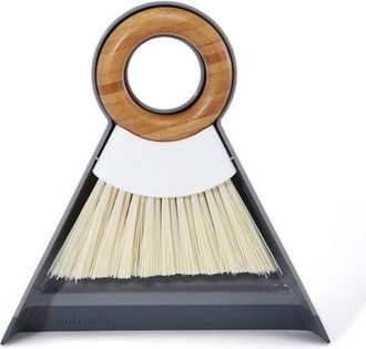 Full Circle Tiny Team - Mini Set de Balayette et Pelle - Balai &agrave; Poussi&egrave;re en Bambou pour Ramasser Miettes et Salet&eacute;s dans la Maison, la Salle de Bain et sur les 