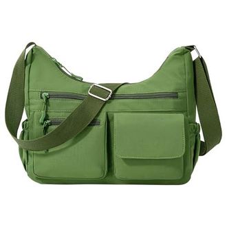 Generic Grand sac &agrave; bandouli&egrave;re polyvalent en nylon pour femme, travail, shopping, voyage, quotidien, Vert, 11.02x4.33xcinch