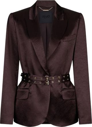 Liu Jo Femme, Vestes, Brun, Taille: 48 FR Blazer satin&eacute; avec ceinture