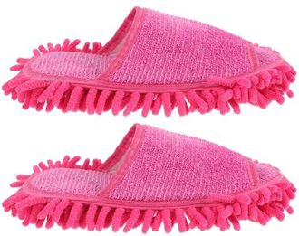 Frcolor Pantoufles DInt&eacute;rieur pour Femmes 35-38 Pantoufles Larges en Velours Rose Fuchsia Semelle Adh&eacute;sive Antid&eacute;rapante R&eacute;utilisables pour Nettoyage Maison e