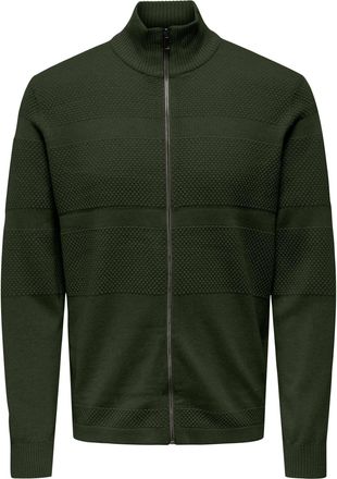 Only & Sons Herren Onsmalik Reg 12 Pin Zip Cardigan Knit, Olive Night, M EU
