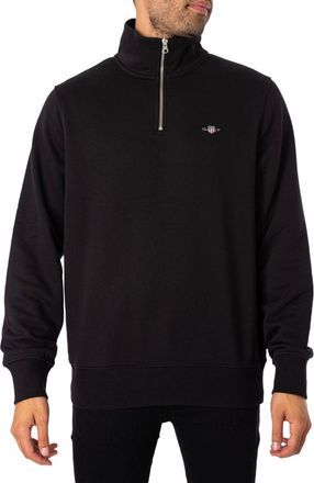 GANT Gant Herren Reg Shield Half Zip Sweatshirt, Schwarz, 3XL EU