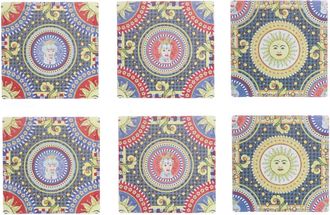 KASANOVA Untersetzer-Set Sicilia, quadratisch, aus Keramik, 6 Stück, mehrfarbig