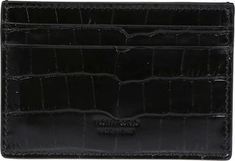 Tom Ford Homme, Accessoires, Noir, Taille: ONE Size Porte-cartes de cr&eacute;dit classique Ligne Exotique Croco Imprim&eacute; Brillant