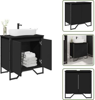 vidaXL The Living Store - vidaXL Waschbeckenunterschrank Schwarz 60x35x60 cm Holzwerkstoff