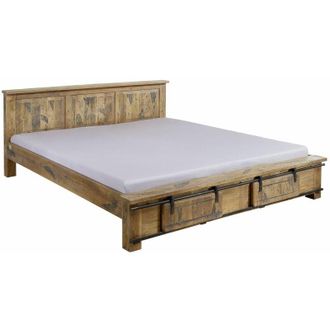 Massivmoebel24 Bett Mango 180x200 natur lackiert railway 142