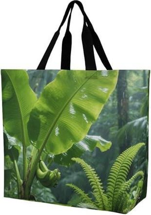 Generic Feuilles Vertes Tropicales Sac Courses L&eacute;ger Sacs De Courses D&eacute;contract&eacute; Sac Fourre-Tout Pour Quotidienne Universit&eacute; Gym