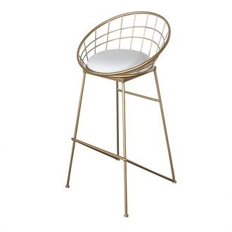 Generic Barhocker mit Goldenen Metallbeinen, Fu&szlig;st&uuml;tze und R&uuml;ckenlehne, Max. Belastbarkeit 200 Kg, Ideal f&uuml;r K&uuml;che, Bistro, Pub, Caf&eacute;, Fr&uuml;hst&uuml;cksinsel