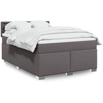 vidaXL Boxspringbett mit Matratze Grau 140x190 cm Kunstleder Vidaxl