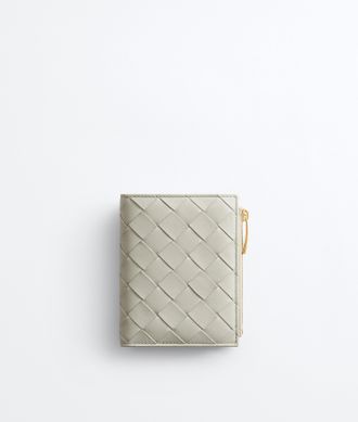 Bottega Veneta Portefeuille &agrave; deux volets Intrecciato petit format - Gris - Femme - Unisex