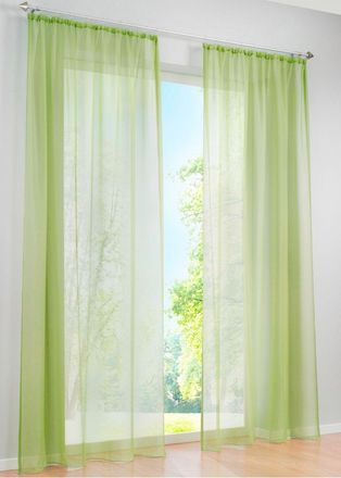 Liya 1 Stück Gardine mit Kräuselband Vorhang Transparent Voile Gardinen (BxH 140x175cm, Grün)