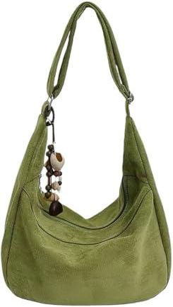 Generic Sac &agrave; bandouli&egrave;re en daim synth&eacute;tique pour femme - Grand sac &agrave; bandouli&egrave;re avec sangle r&eacute;glable, poches int&eacute;rieures et doublure en polyester pour le t