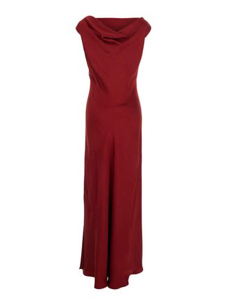 Antonelli Womens Red Long Dress With Draped Neckline Acetate