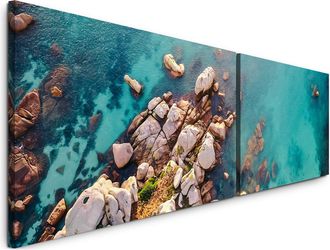 Paul Sinus Art Felsen am Meer 180x50cm - 2 Wandbilder je 50x90cm - Kunstdrucke - Wandbild - Leinwandbilder fertig auf Rahmen