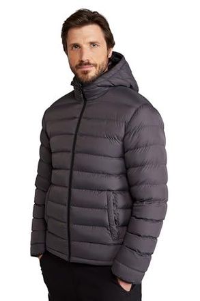 Mountain Warehouse Seasons Veste Matelass&eacute;e pour Homme - Doudoune L&eacute;g&egrave;re pour Homme, Manteau dhiver Chaud Rembourr&eacute; Et Imperm&eacute;able &Agrave; Capuche Gris Fer L