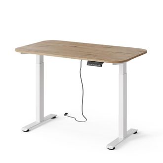 Vicco h&ouml;henverstellbarer elektrischer Schreibtisch Elevate, Wei&szlig;/Artisan, 120 x 70 cm, 2 Motoren, 100 kg Tragkraft