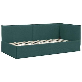 vidaXL Eckbettgestell mit Kopfteil Dunkelgr&uuml;n 80 x 200 cm Stoff vidaXL