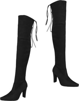 Garneck Cuissardes &agrave; Talons Hauts PU pour Femmes Longues Doubl&eacute;es Chaudes Automne Hiver &Eacute;l&eacute;gantes et Confortables pour Tenue Styl&eacute;e