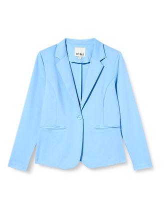 Ichi IHKATE Damen Blazer Jackenblazer Anzugsjacke mit 1-Knopf-Form Stretch Reverskragen Paspeltaschen Slim fit, Größe:S, Farbe:Della Robbia Blue (164020)