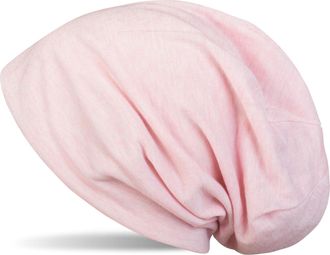 styleBREAKER Unisex Stoff Beanie M&uuml;tze einfarbig, leicht und weich, Longbeanie Slouch Beanie 04024018, Farbe:Rose meliert