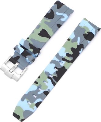 Generic QTYQWC Gebogenes Ende 20mm Nature Fluor Gummi -Uhrenband Ersetzen Sie Neue grüne Submariner Explorer 2 Rollenwächter