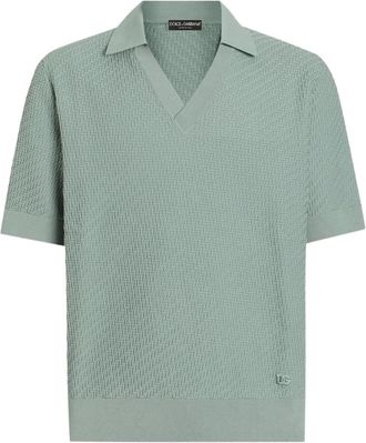 Dolce & Gabbana Homme, Tops, Vert, Taille: XL Polo Microdot Stitch