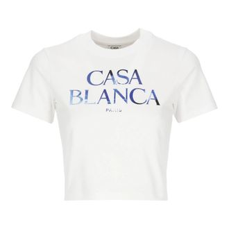 Casablanca Meduse Stacked Logo Cropped Baby T-Shirt - - Tops - Damen - Wei&szlig; - XS