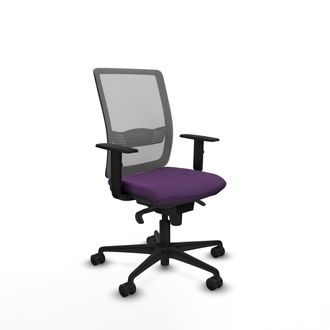 Piqueras y Crespo B&uuml;rostuhl mit Lendenwirbelst&uuml;tze mit 1D-Armen, ausgestattet mit 5 Positionen und Schaumstoff, 65 mm Nylon, Grau/Violett