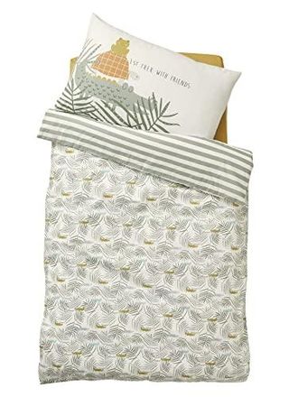 Vertbaudet Housse de Couette b&eacute;b&eacute; Trek Blanc imprim&eacute; 100X120