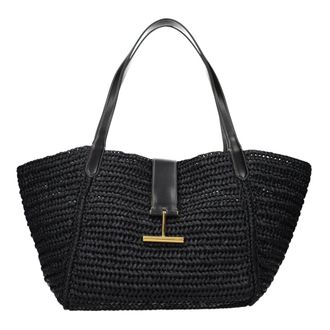 Tom Ford Raffia-Schultertasche - - Bags - Damen - Schwarzk - ONE SIZE