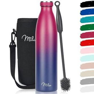 Milu Bouteille deau en Acier Inoxydable - Double paroi isolée sous vide - Bouche Standard Gourde - 350ml 500ml / 750ml / 1000ml/ 1.5l - sans BPA - Thermo G