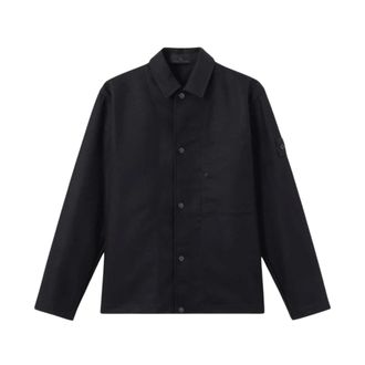 Stone Island Surchemise Overshirt en Flanelle Laine Nylon Ghost - Homme - Chemises - Noir - Taille: XL