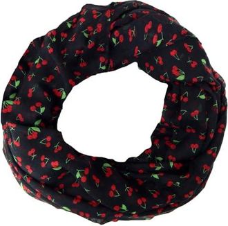Ella Jonte FOULARD ÉCHARPE FEMME by Tube Snood noir rouge avec cerises très chic rockabilly