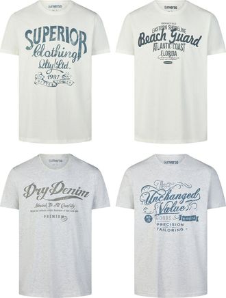 Riverso Tshirt Herren Baumwolle Regular Fit RIVLeon 4er Set Pack Rundhals Kurzarm Sommer Tee Shirt Print, Gr&ouml;&szlig;e:3XL, Farbe:Farbmix 23