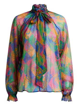 Etro geometric paisley silk top - Gr&uuml;n