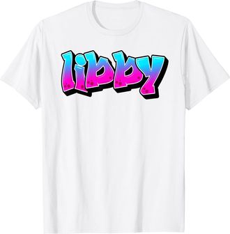 BDAZ Libby Graffiti Personalisierter Name Blau Rosa Frauen M&auml;dchen T-Shirt