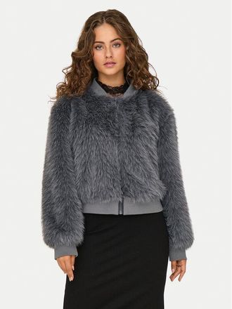 Only Pelzmantel Manny 15322405 Grau Regular Fit
