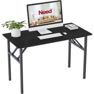 Need Need - Bureau dOrdinateur Informatique Pliante 120x60cm Table d&eacute;tude/&agrave; d&icirc;ner Pliable pour Maison/Bureau,Noir