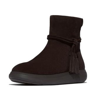 FitFlop Iq-comff Bottines courtes en daim &agrave; pompons pour femme, marron chocolat, 42 EU