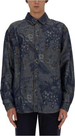 Etro Homme, Chemises, Bleu, Taille: M Printed Denim Long-Sleeve Shirt