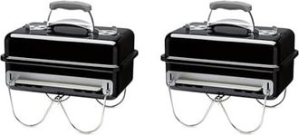 Weber Go-Anywhere Holzkohle Grill, 42 x 26cm Grillfläche, leichter tragbarer BBQ Grill, Tisch-Campinggrill, porzellanemaillierte Schale & Deckel, umklappbar