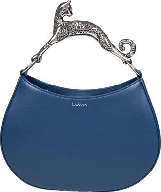 Lanvin Femme, Sacs, Bleu, Taille: ONE Size Hobo Cat Leather Bag