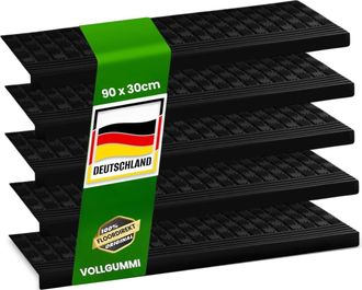 Floordirekt Stufenmatte aus Gummi - 5er Set - Selbstklebend - wetterfeste & Rutschhemmende Treppenstufen Matten - Gummistufenmatte für Außen - Antirutschmatten -1