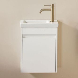 Sklum Ensemble meuble de salle de bain suspendu en bois avec lavabo int&eacute;gr&eacute; Narek SKLUM