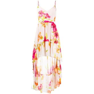 Twinset Robe asym&eacute;trique en georgette &agrave; fleurs - Femme - Robes - Multicolore - Taille: 42 FR