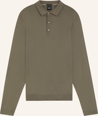 HUGO BOSS Strick-Poloshirt Lancione braun