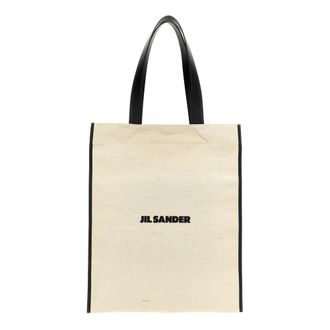 Jil Sander Mittlere flache Tragetasche aus Canvas - - Bags - Damen - Beige - ONE SIZE